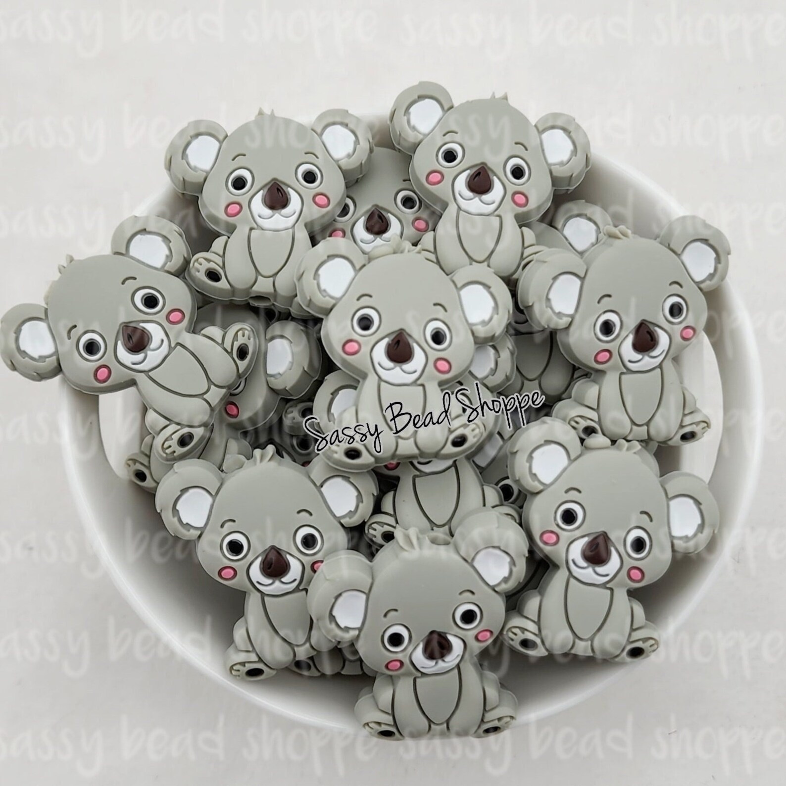 Gray Koala Bear Silicone Beads, Koala Bear Silicone Pendant, Koala ...