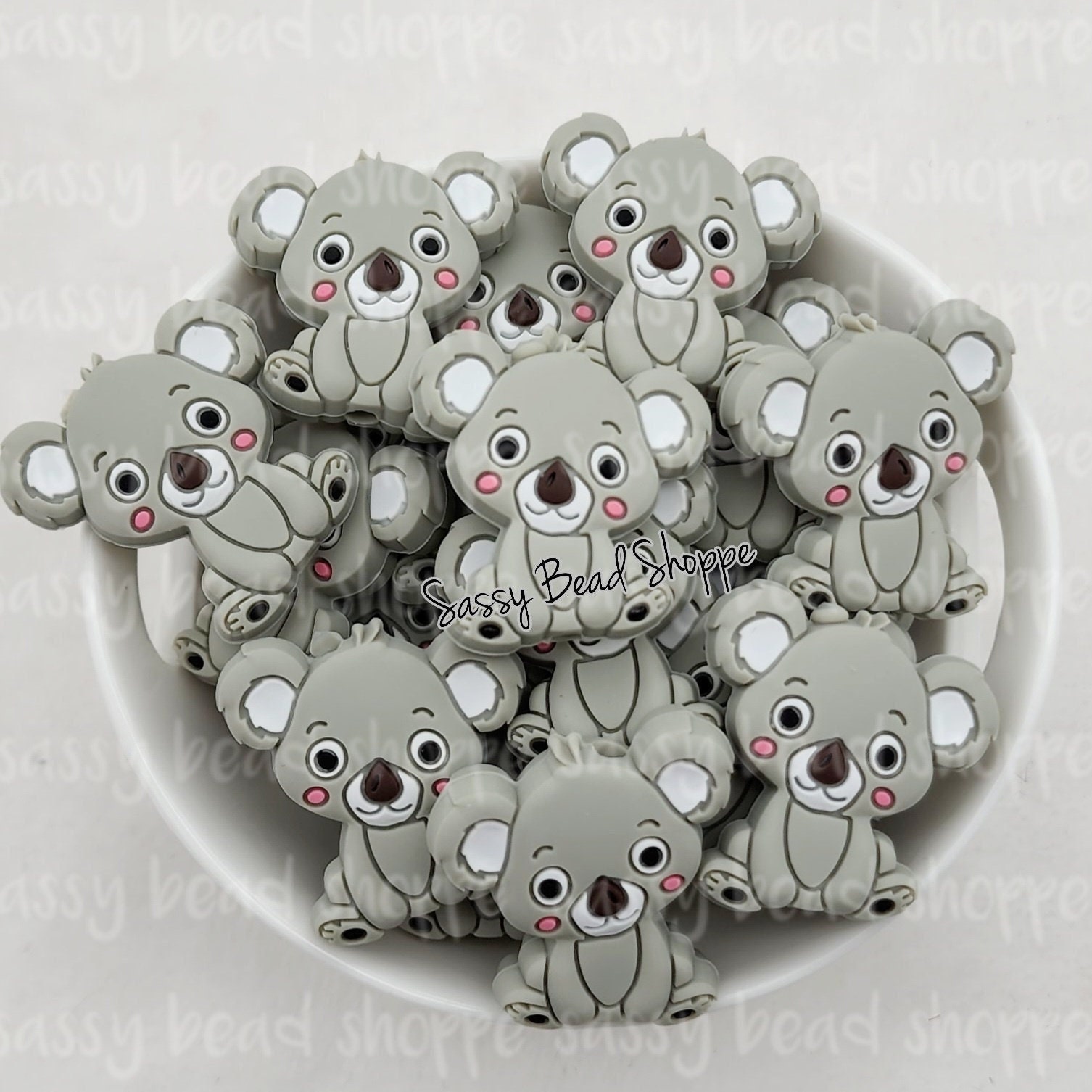 Gray Koala Bear Silicone Beads, Koala Bear Silicone Pendant, Koala ...