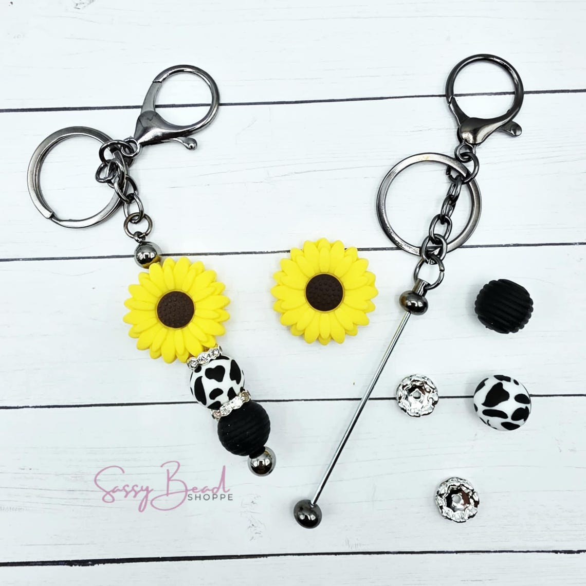 Sunshine Keychain Kit, Sunflower Beadable Key Chain, Flower Beaded ...