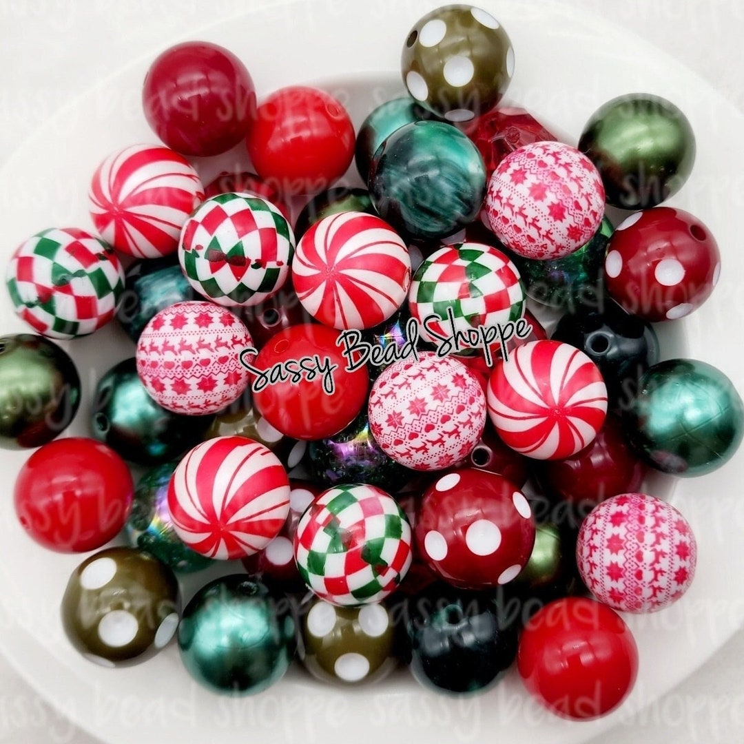 Peppermint Twist 2 Peppermint Beads 20mm Bubblegum Beads Set of 24, M&M ...