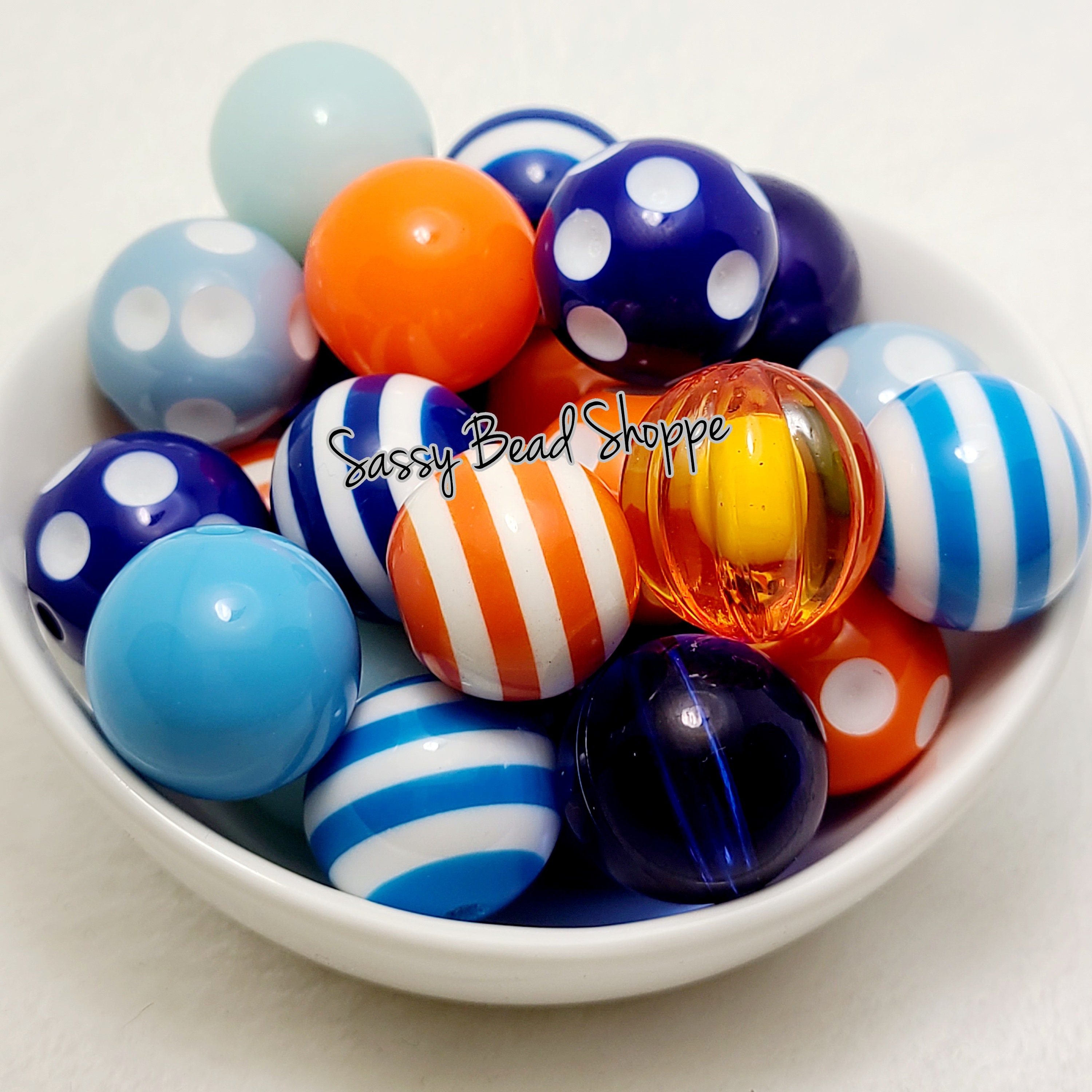 Buck Em Broncos 20mm Bubblegum Beads Set of 24 M&M Bubbles | Etsy