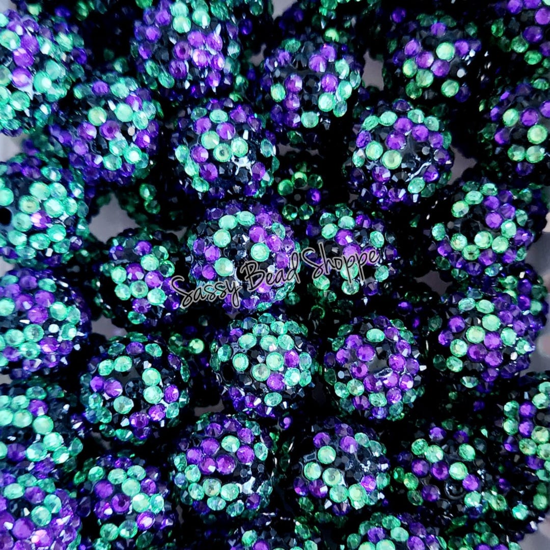 Purple Green Rhinestone 20mm Acrylic Beads, 5 or 10 Count for Pens ...