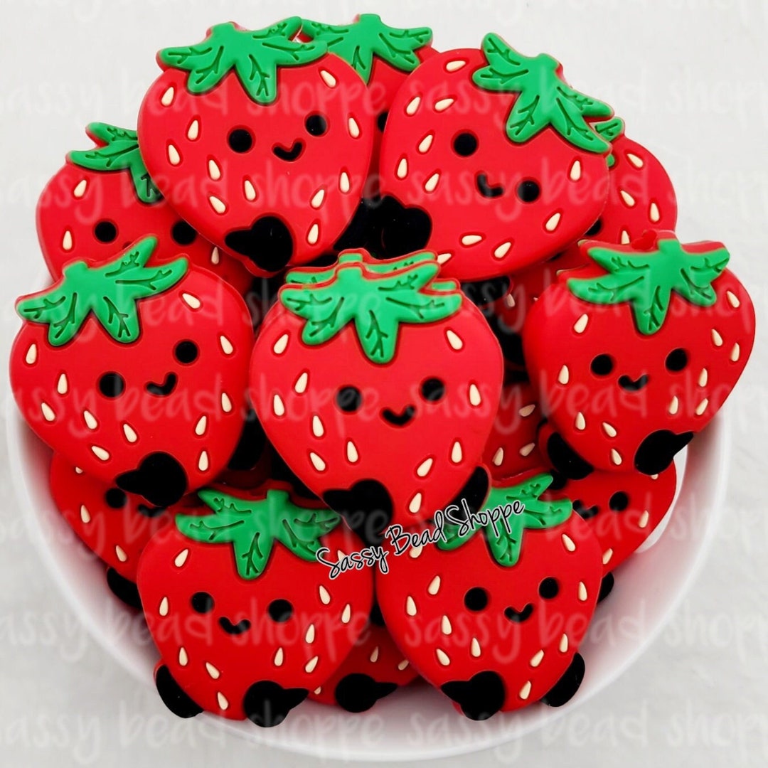Strawberry Silicone Beads, Strawberry Shaped Silicone Beads, Strawberry ...