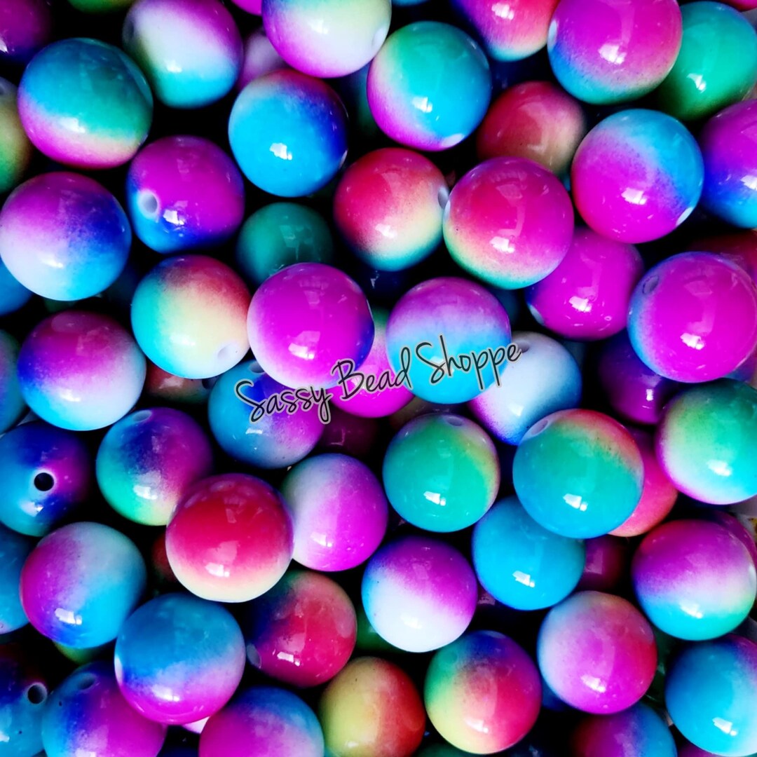 20MM Rainbow Swirl Chunky Bubblegum Beads, Acrylic Beads in Bulk, 20mm ...