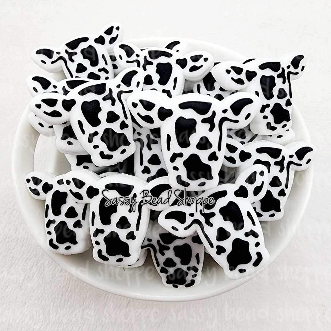 Black Cow Head Silicone Beads, Cow Silicone Loose Beads, Cow Shaped ...
