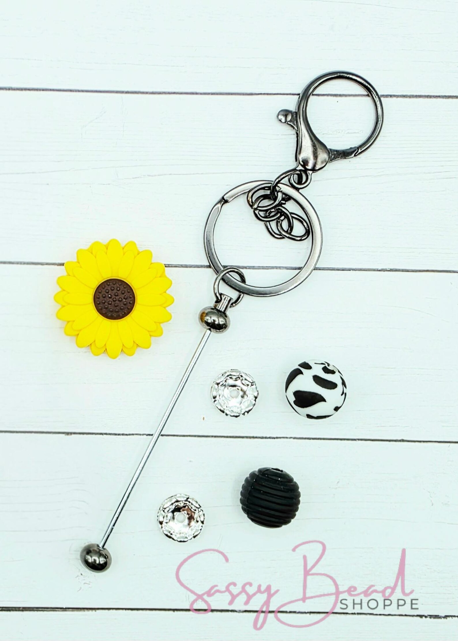Sunshine Keychain Kit, Sunflower Beadable Key Chain, Flower Beaded ...