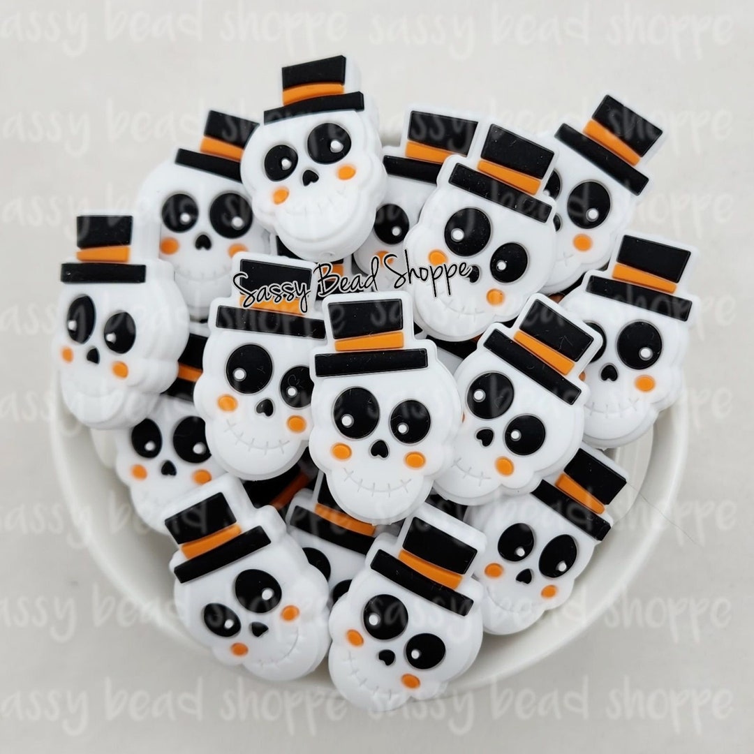 White Skeleton Head Silicone Beads, Skeleton Shaped Silicone Beads ...