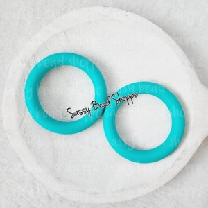65mm Turquoise Silicone Ring, Round Silicone Loop, Beadable O Rings ...