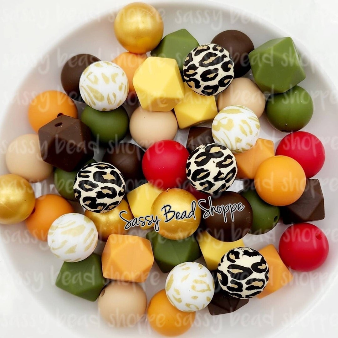 Silicone Bead Mix - Fall Flurries, Round, Set of 24, Bulk Mix of ...