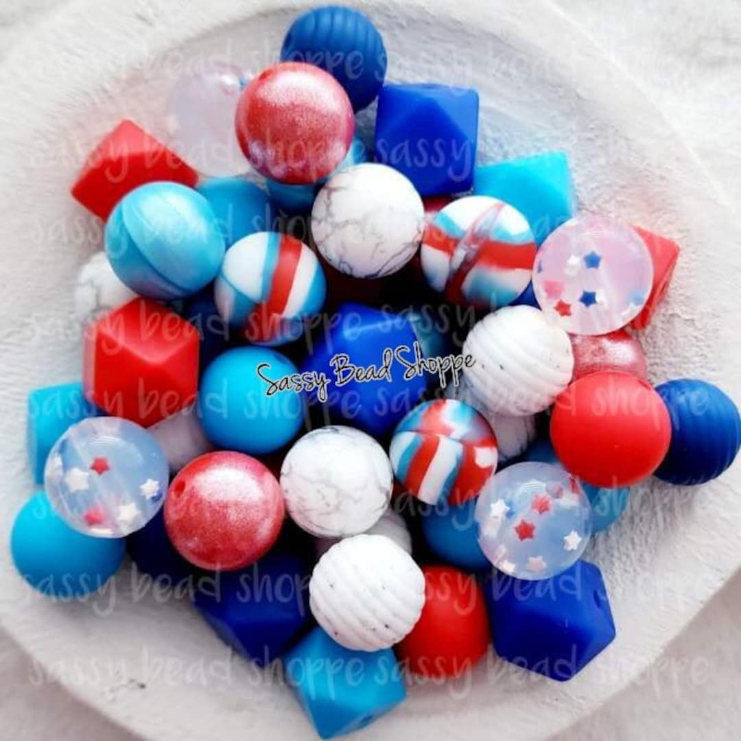 Bing Bang Boom Silicone Bead Mix, Round, Set of 24, Bulk Mix of ...
