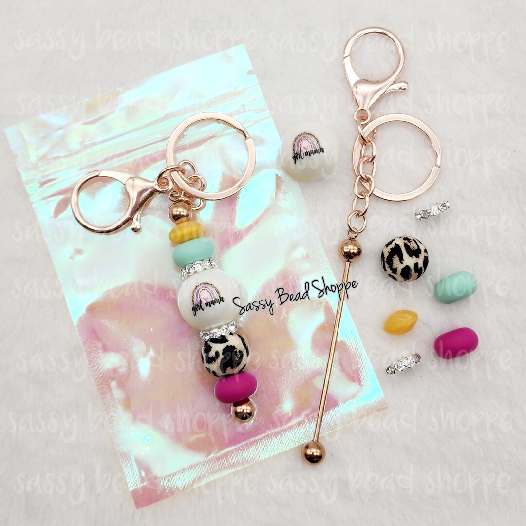 Girl Mom Life Keychain Kit, Mom Life Beadable Key Chain, Beaded ...