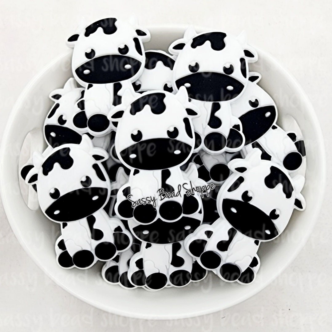 Black Cow Silicone Beads, Cow Silicone Pendant, Cow Shaped Silicone ...