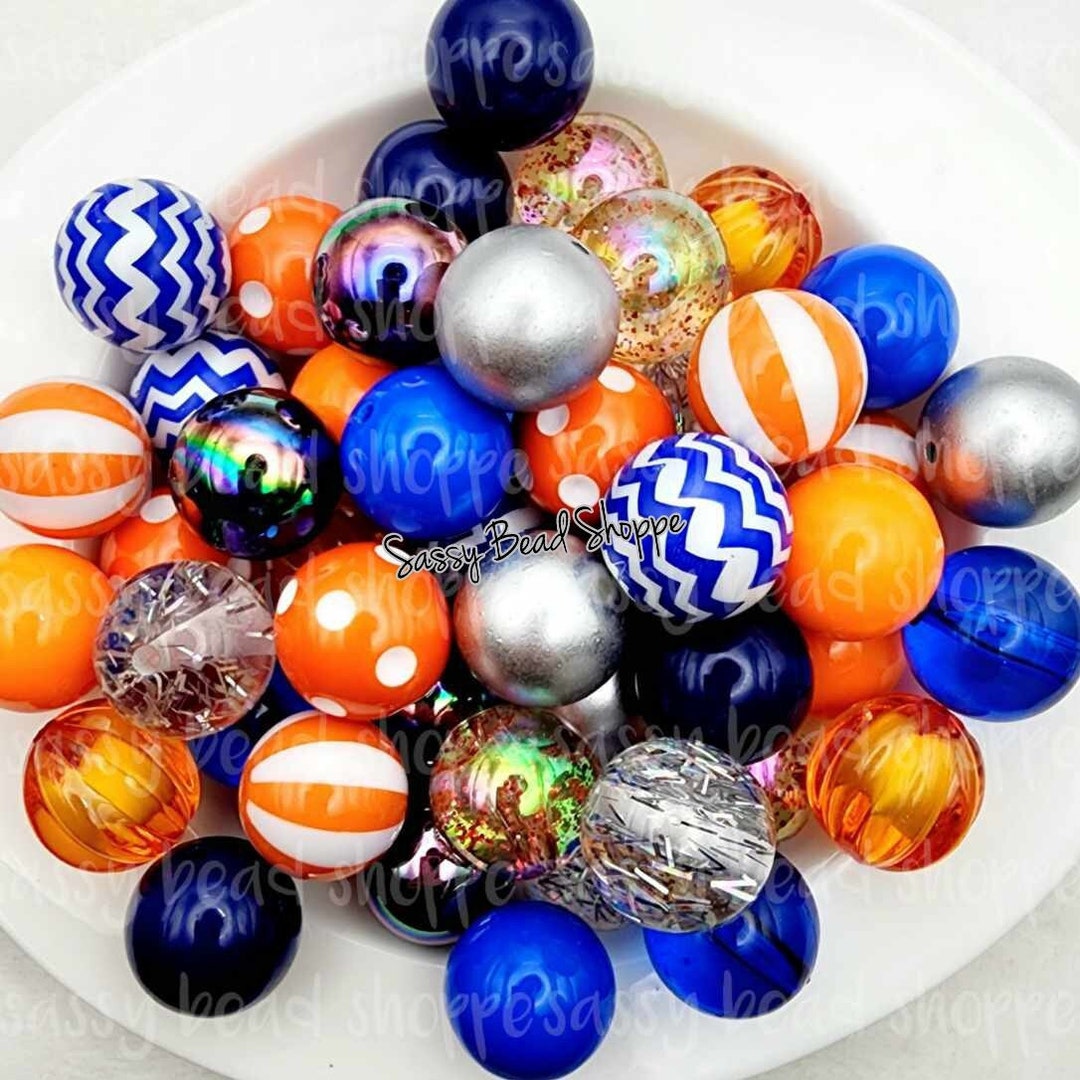 Buck Em Broncos 20mm Bubblegum Beads Set of 24, M&M Bubbles, Beads for ...