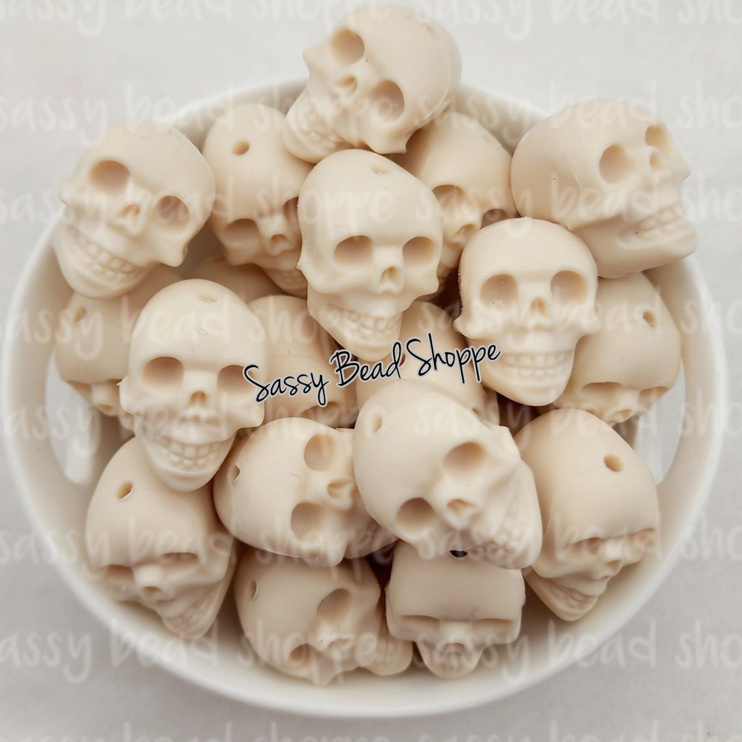 Beige Skull Silicone Beads, Skull Shaped Silicone Beads, Halloween ...