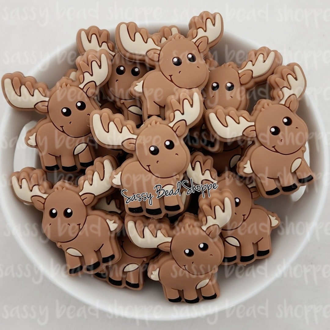 Brown Moose Silicone Beads, Moose Silicone Pendant, Moose Shaped ...