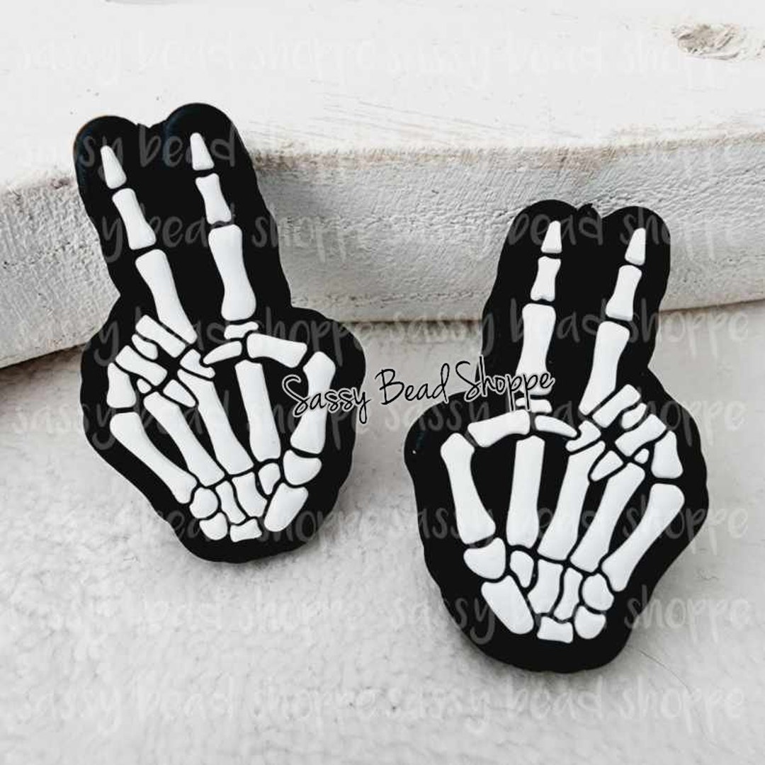 Peace Focal Bead, Skeleton Fingers Silicone Beads, Focal Beads ...