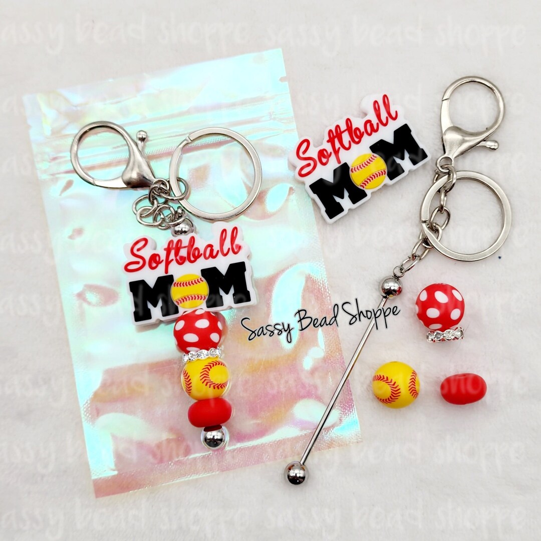 Home Run Keychain Kit, Softball Mom Beadable Key Chain, Mom Life Beaded ...