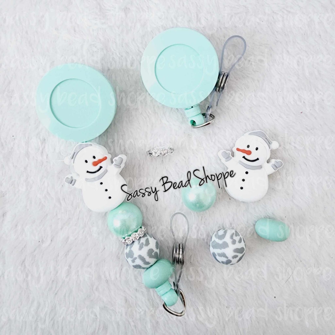 Frost Beadable Badge Reel Kit, Snowman DIY Beaded Badge Reel, Focal ...