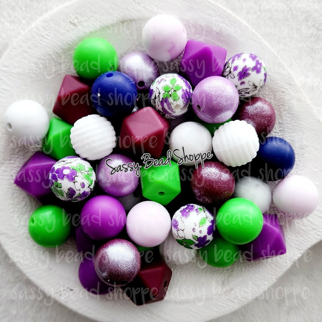 Grapevine Silicone Bead Mix, Round, Set of 24, Bulk Mix of Silicone ...