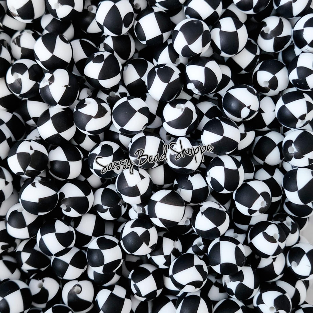 Checkered 15mm Silicone Beads, 10 Count for DIY Jewelry, Pens, Scribes ...