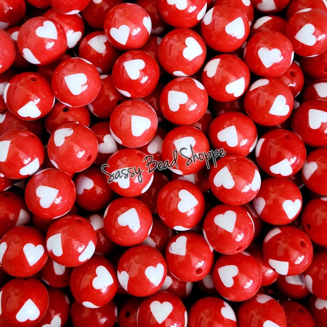 Red Hearts 20mm Acrylic Beads – DIY Jewelry Beads for Bracelets ...