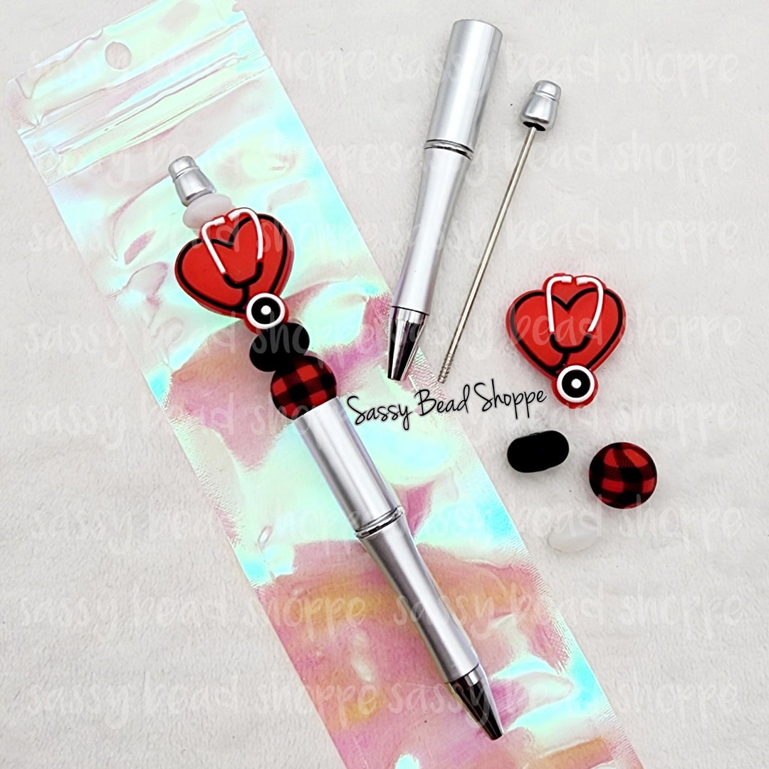 Heartbeat Beadable Pen Kit, Nurse Doctor EMT DIY Bubblegum Bead PLASTIC ...