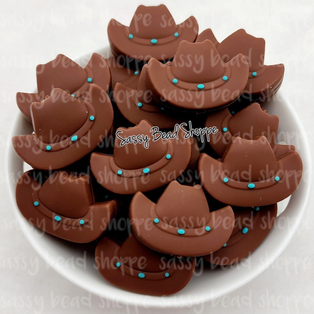 Brown Cowboy Hat Silicone Beads, Cowboy Hat Silicone Pendant, Cowboy ...