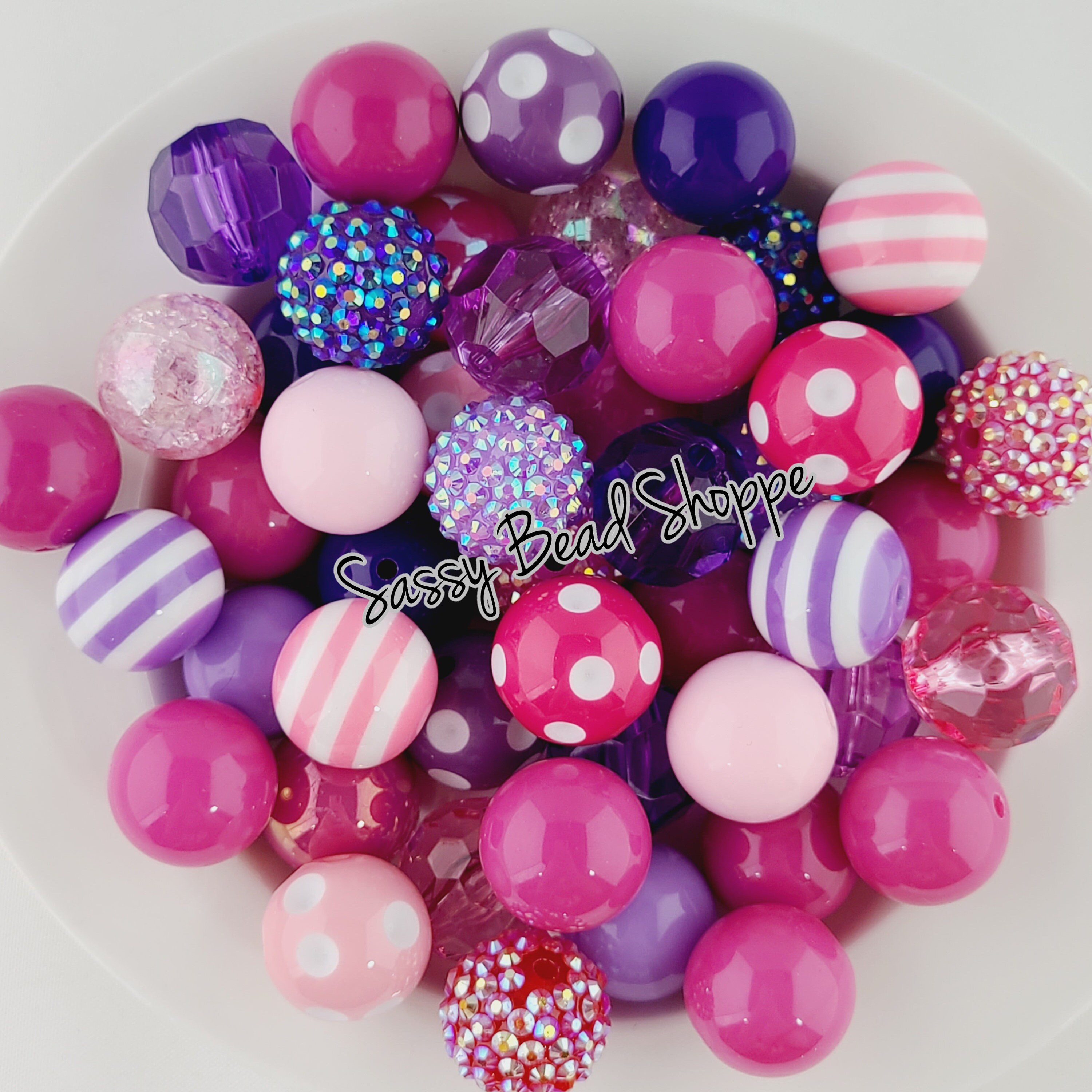 Love You More 20mm Bubblegum Beads Set of 24 M&M Bubbles | Etsy