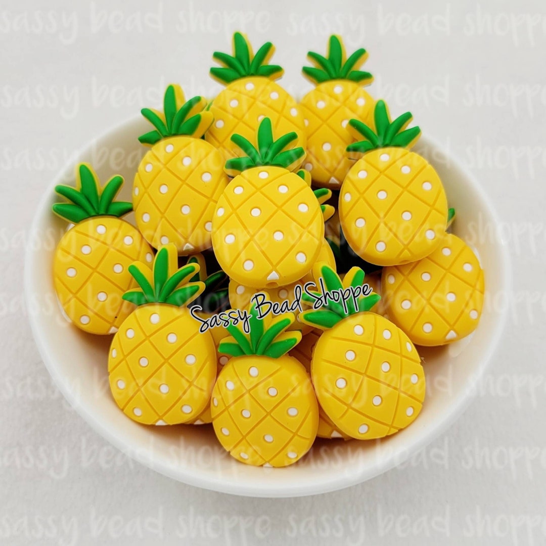 Yellow Pineapple Silicone Beads, Pineapple Silicone Pendant, Pineapple ...