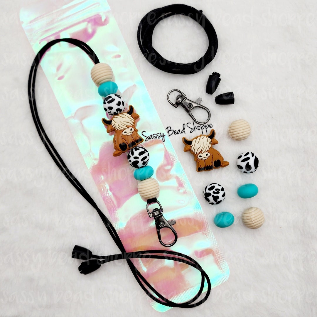 Western Highland Lanyard Kit, Highland Cow Lanyard, Beadable Lanyard ...
