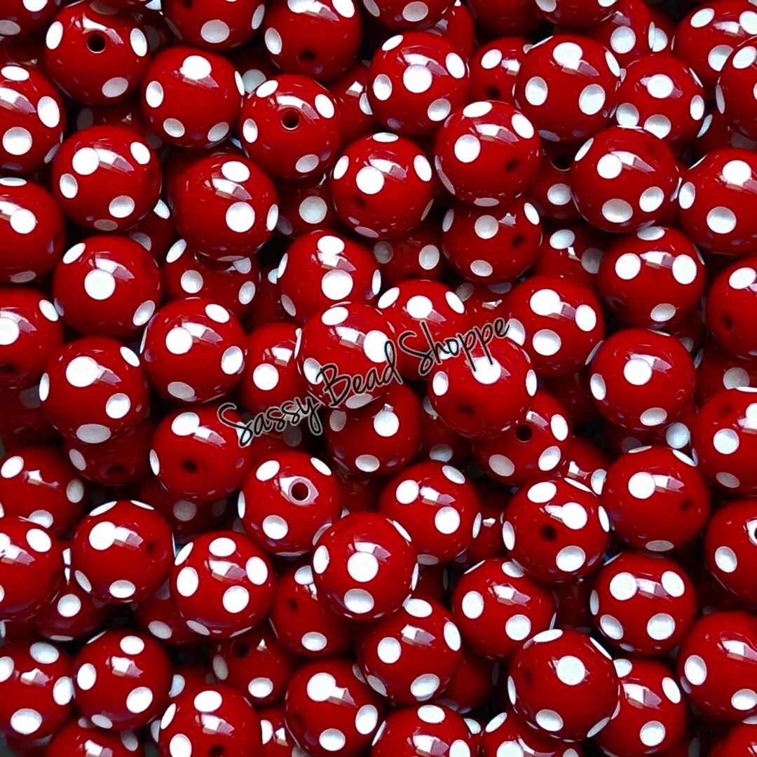 20MM Dark Red Polka Dot Chunky Bubblegum Beads, Acrylic Beads in Bulk ...
