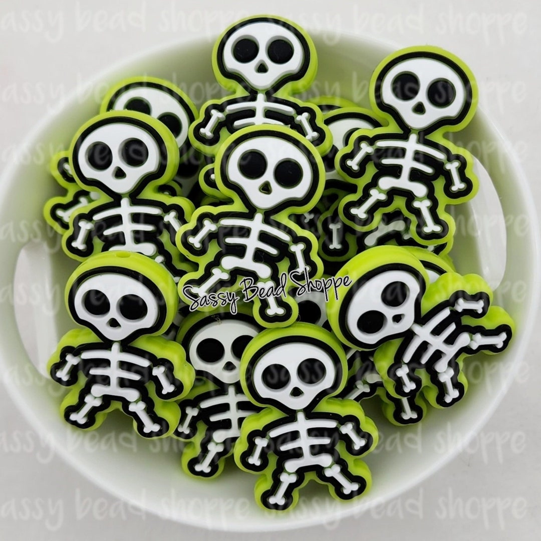 Lime Green Skeleton Silicone Beads Skeleton Shaped Silicone - Etsy