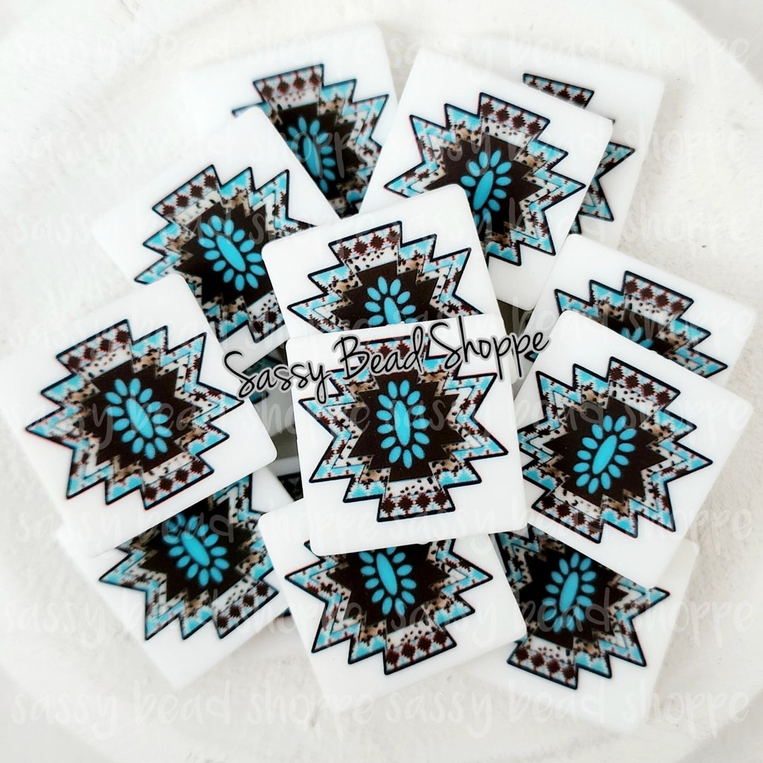 Blue Aztec Focal Beads, Silicone Beads, Focal Beads, Beaded Pens, Focal ...