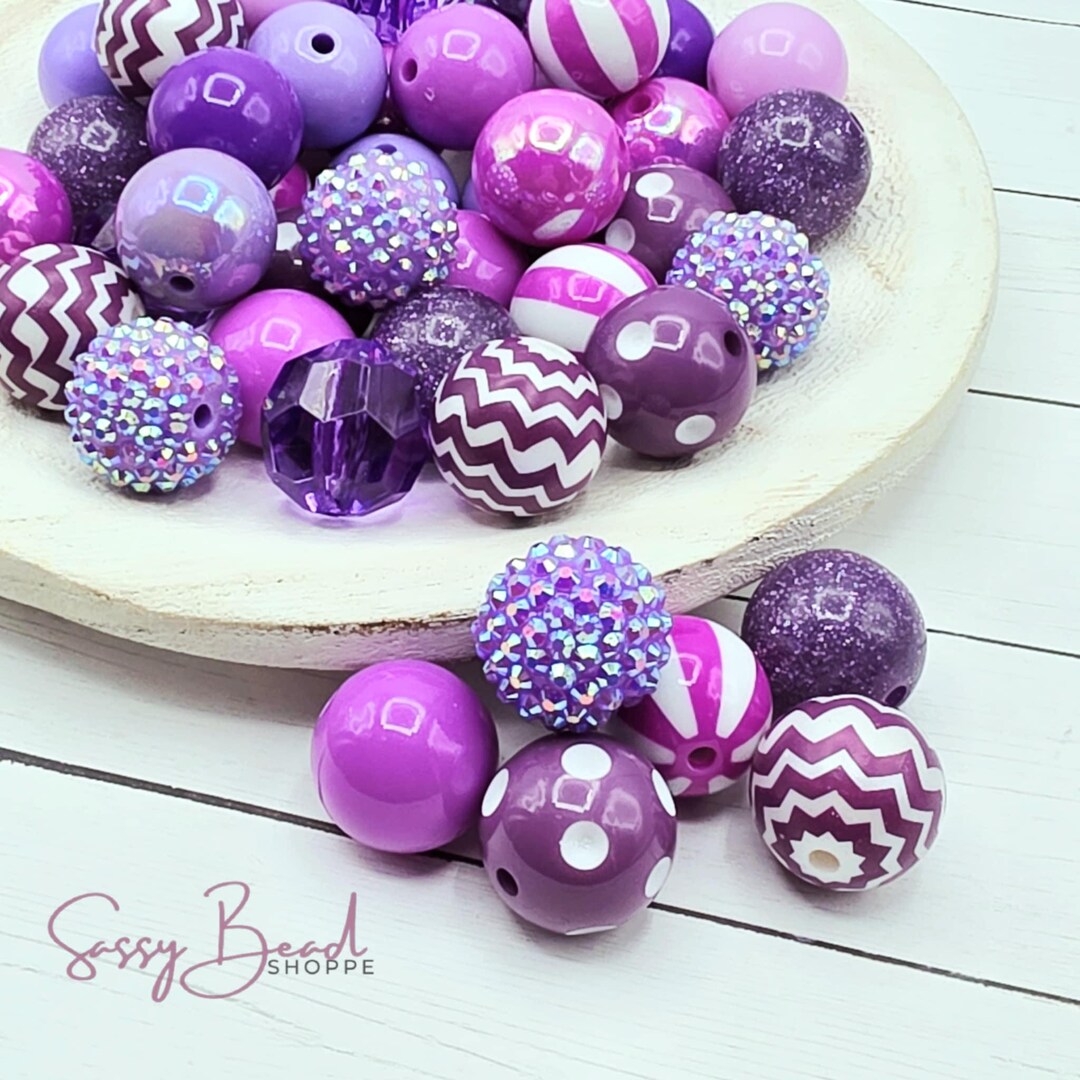 Purplicious 20mm Acrylic Beads Set of 24, Craft Bead Mix for Pens ...