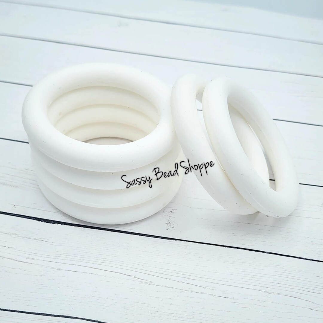 65mm White Silicone Ring, Round Silicone Loop, Beadable O Rings With 2 ...