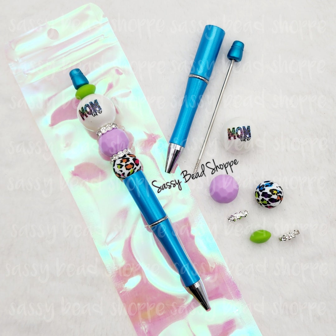 Mom Life Beadable Pen Kit, Mom DIY Craft PLASTIC Pen Kit, Beadable Pens, Beaded Pens, Focal ...