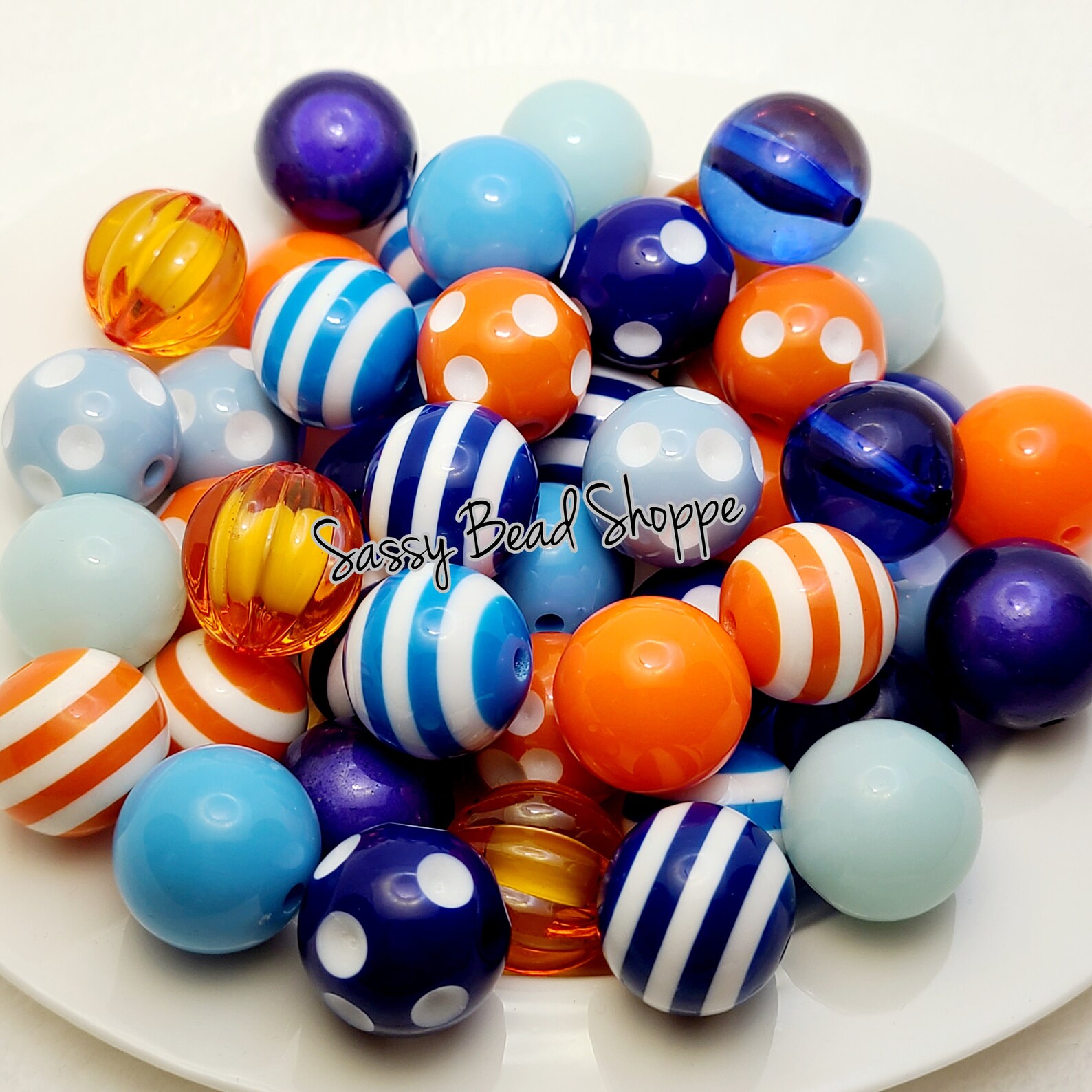 Buck Em Broncos 20mm Bubblegum Beads Set of 24 M&M Bubbles | Etsy