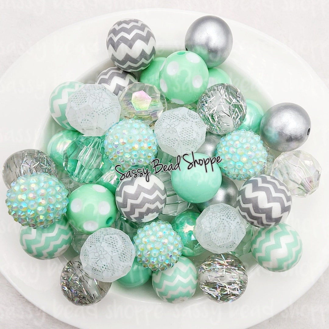Crazy About Mint 20mm Bubblegum Beads ~ Set of 24 , Bubble Gum Beads, Acrylic Beads, Bubblegum ...