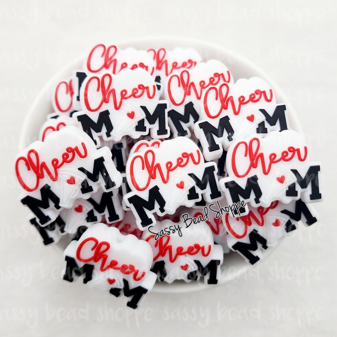 Cheer Mom Silicone Beads, Silicone Beads, Cheerleader Focal Silicone ...