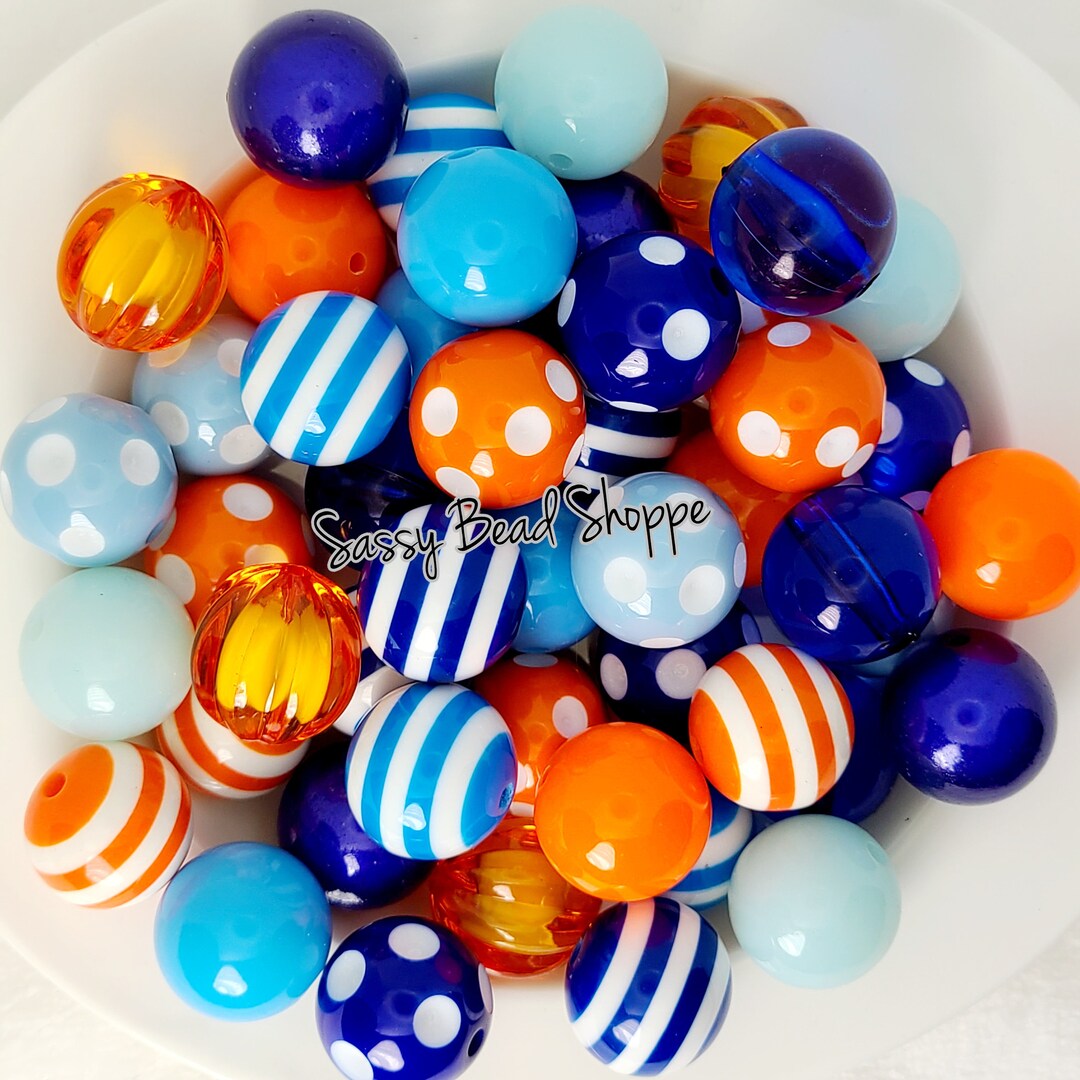 Buck Em Broncos 20mm Bubblegum Beads Set of 24 M&M Bubbles - Etsy