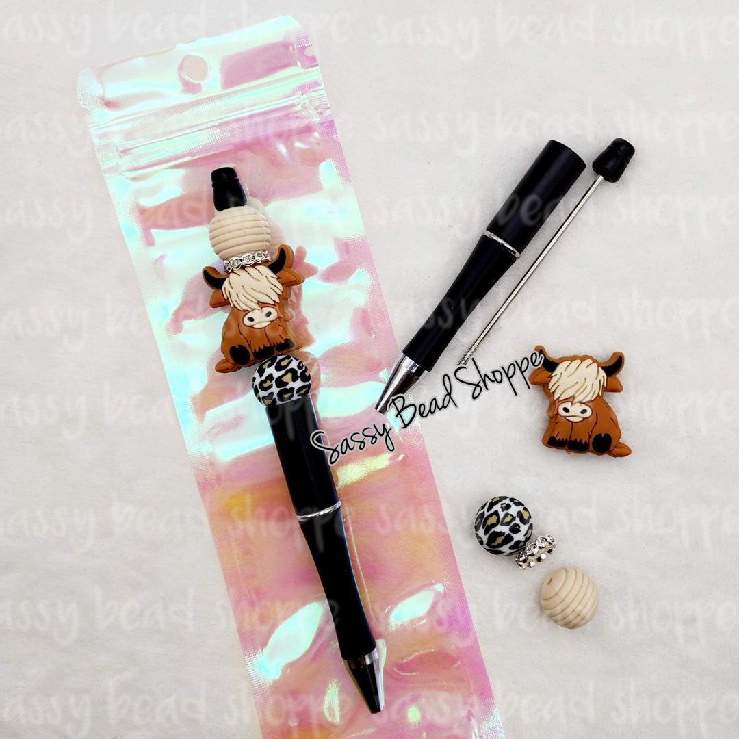 On the Farm Beadable Pen Kit, Highland Cow DIY Craft PLASTIC Pen Kit ...