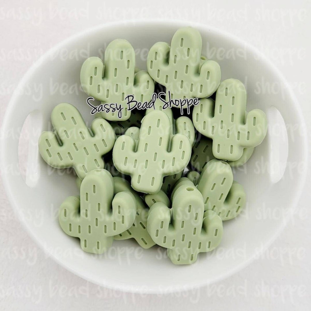 Cactus Silicone Beads, Sage Cactus Silicone Pendant, Cactus Shaped ...