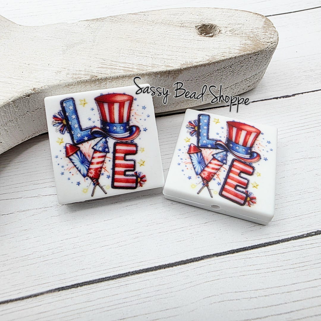 USA Love Focal Beads, Firework Silicone Bead, Beads for Pens, 4th of ...