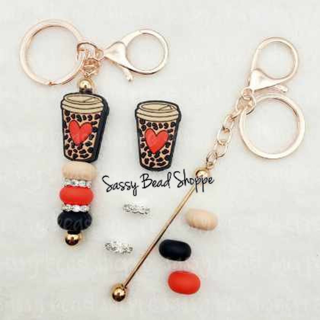 High on Love Keychain Kit, Coffe Cup Beadable Key Chain, Beaded ...
