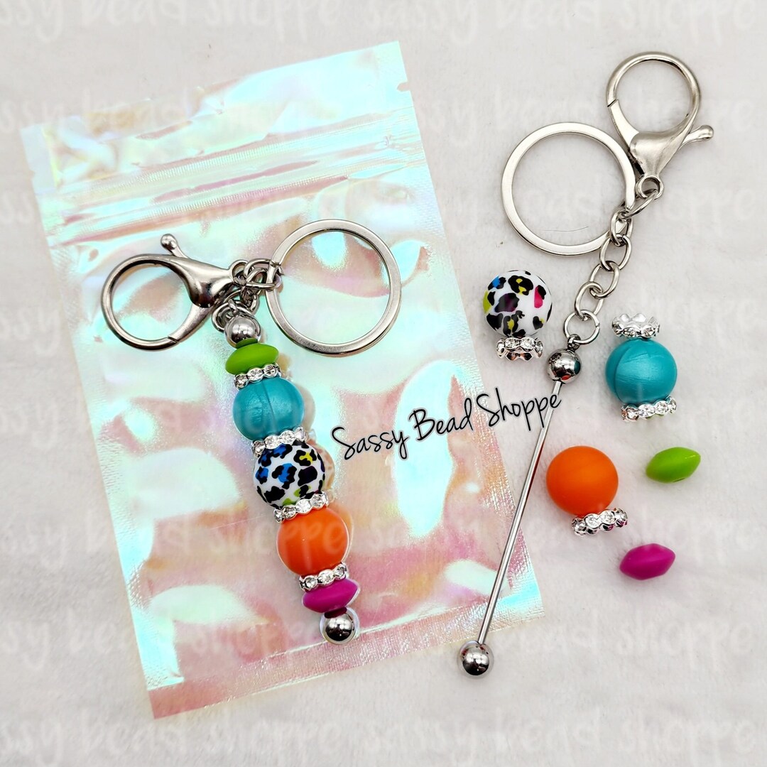 Retro Keychain Kit, 90's Beadable Key Chain, Lisa Frank Beaded Keychain ...