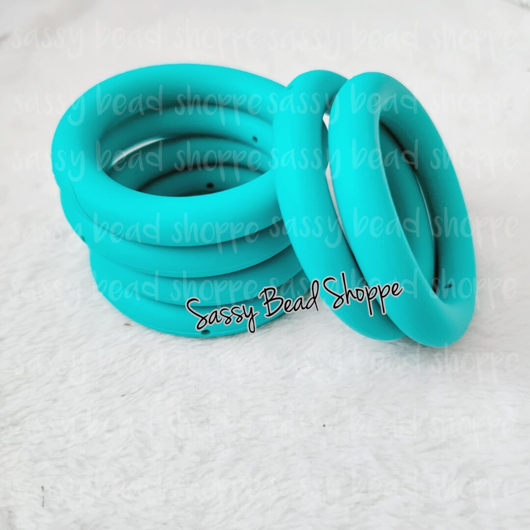 65mm Turquoise Silicone Ring, Round Silicone Loop, Beadable O Rings ...