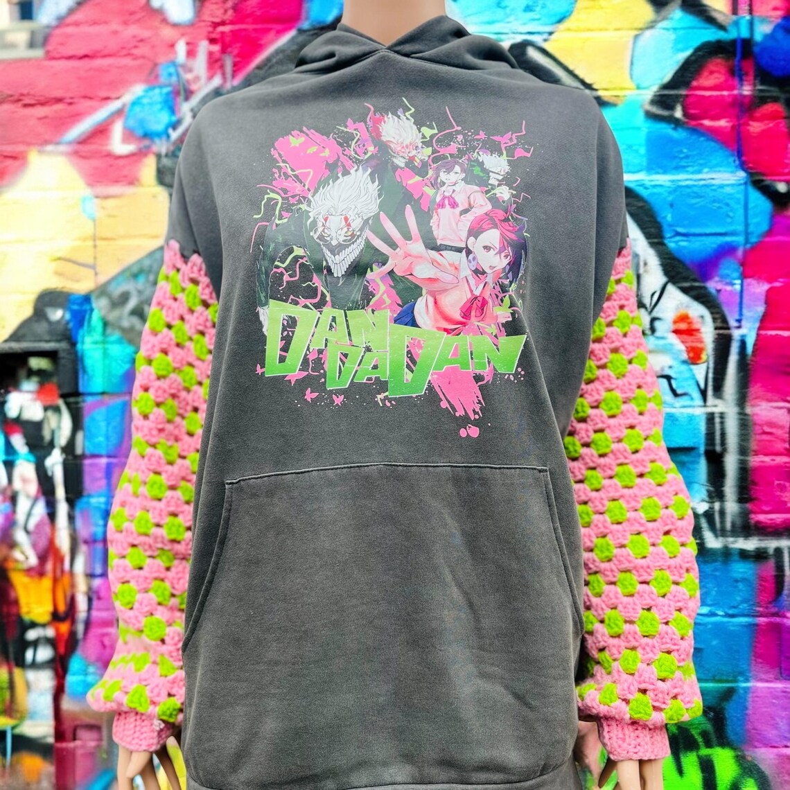 Custom Anime Hoodie With Crochet Sleeves, Anime Hoodie, Crochet Hoodie ...