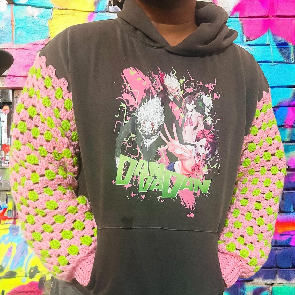 Custom Anime Hoodie With Crochet Sleeves, Anime Hoodie, Crochet Hoodie ...