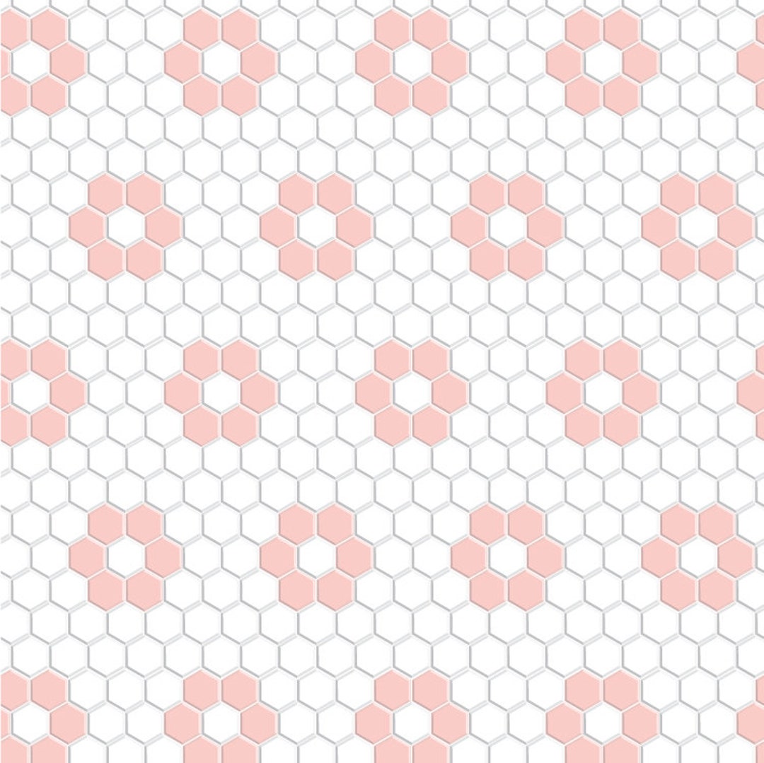 1/12 Pink Flower Tile Dollhouse Flooring 1:12 Vintage Corallin Hex Tile ...