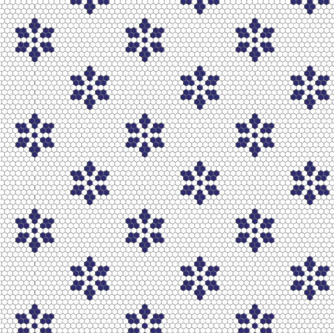 1/12 Christmas Blue Snowflake Hex Tile Dollhouse Flooring 1:12 ...